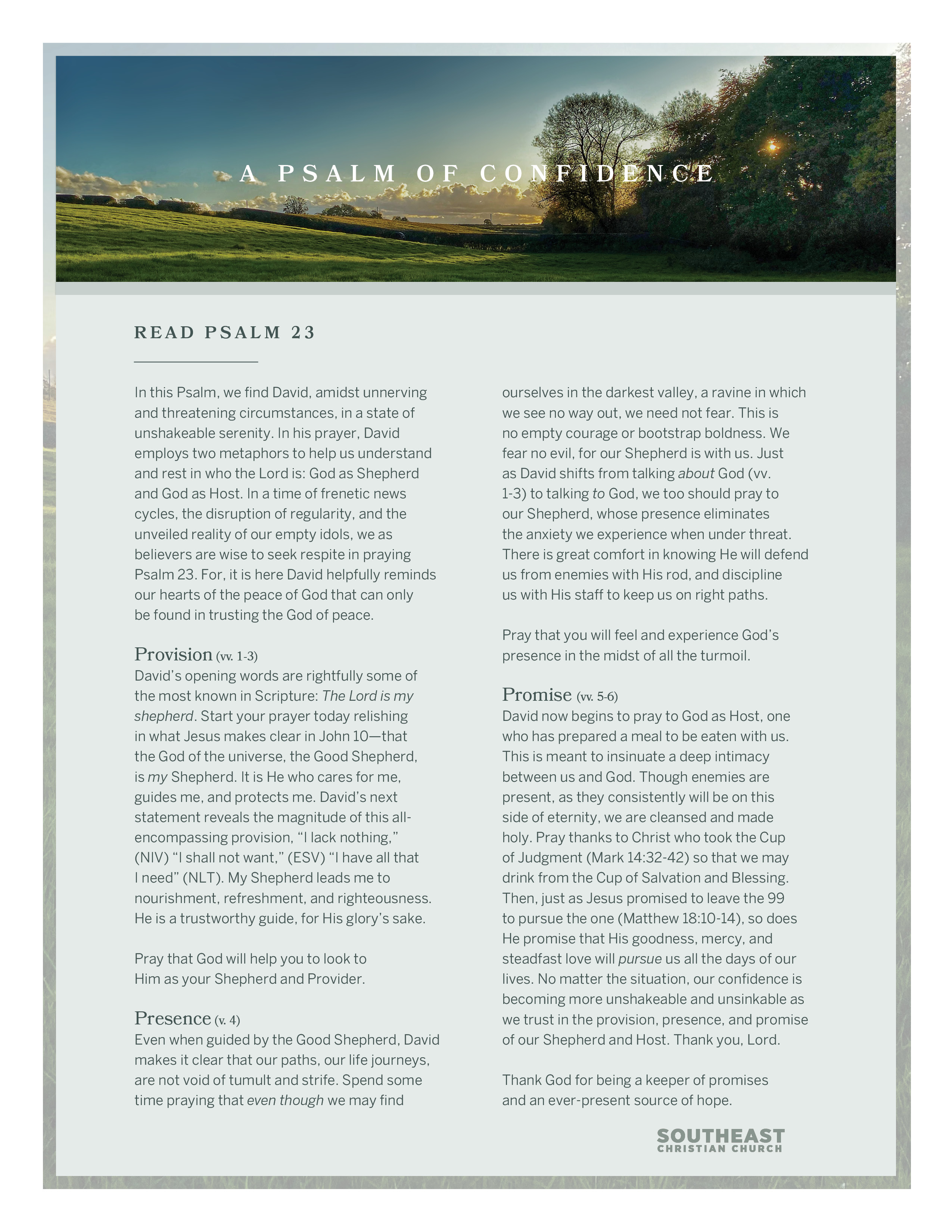 Prayer Guide - Psalm 23 | Southeast Christian Church